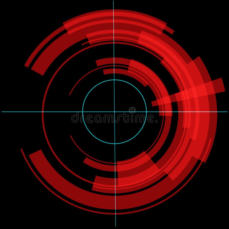 Red tech circle. Raster stock illustration. Illustration of shiny ...