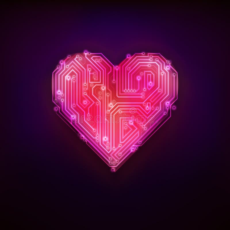 Red Tech Structure Design As Love and Heart Symbol Modern Graphic Stock ...