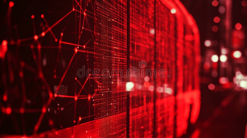 Red Technology Abstract Background with Connecting Lines, Plexus ...