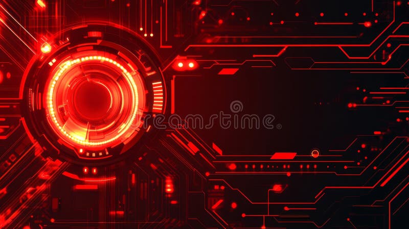 A Red Technology Background Featuring an Abstract Digital Tech Circle ...