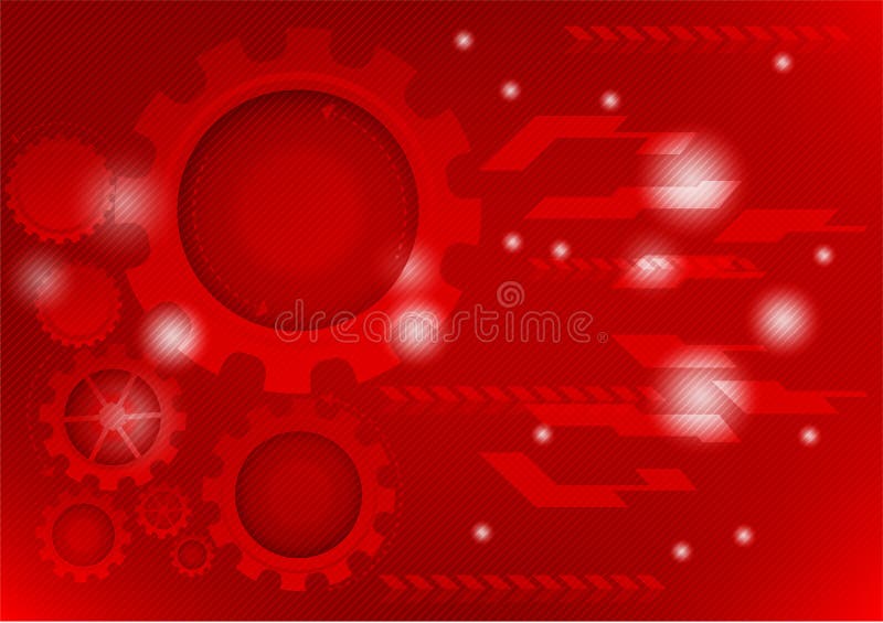 Gear Abstract Vector Red Background Technology Concept Stock Vector ...