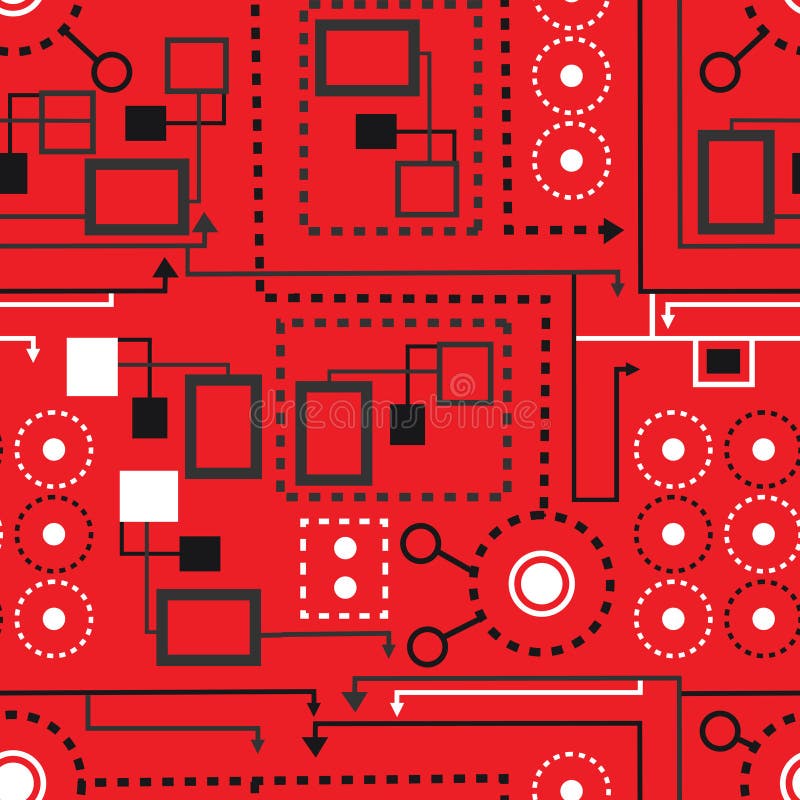 Red technology pattern stock vector. Illustration of square - 50943793