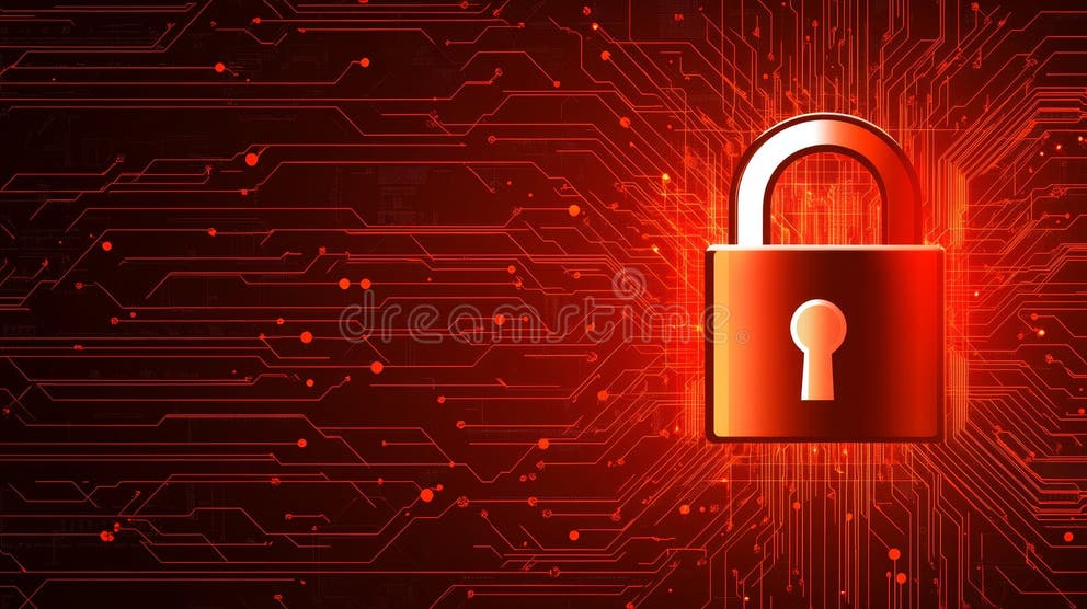 Red Technology Security Background, Abstract Cyber Security with ...