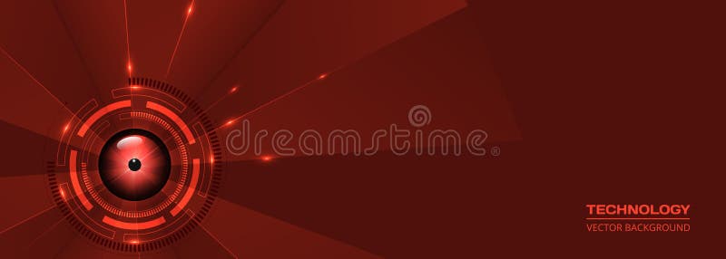 Red Technology Wide Banner with Circuit Board. Abstract Digital Hi Tech ...