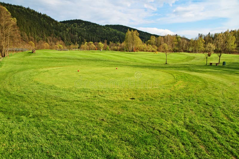 Red Teeing Ground on the Golf Course Stock Image - Image of area, azure ...