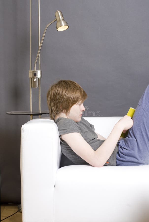 Red teen reading stock photo. Image of beautiful, hobbies - 13506458