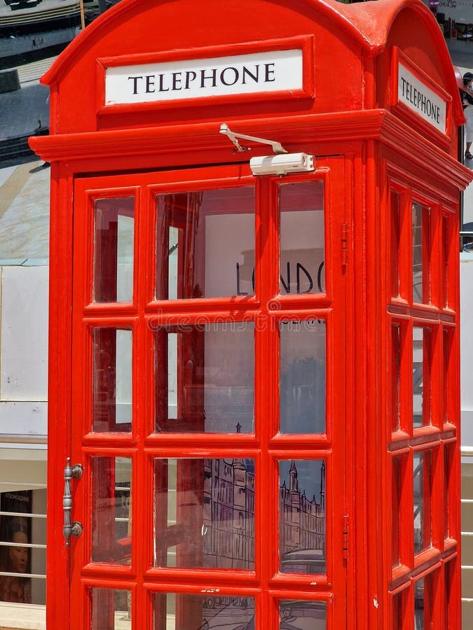 Red Telephone Booth Close-up Stock Image - Image of brick, furniture ...