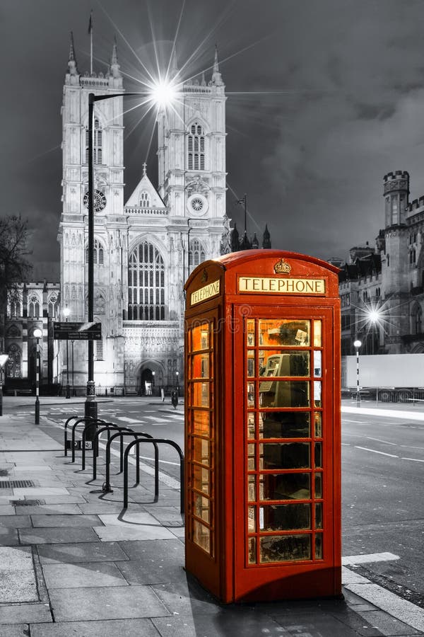Red Telephone Booth in Front of Westminster Abbey Stock Photo - Image ...