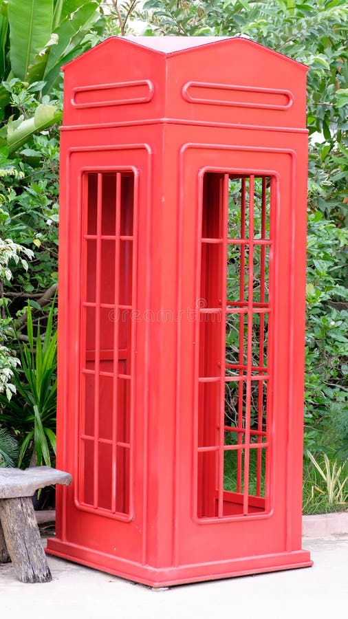 Red telephone booth stock image. Image of fences, empty - 83785113