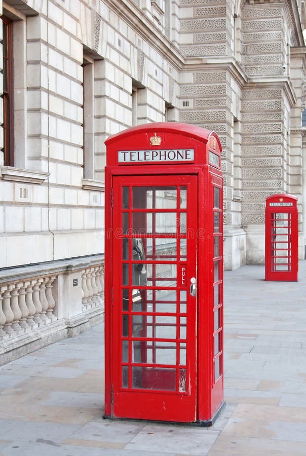 British Icons Red Phone Booth and Red Bus in London Editorial Stock ...