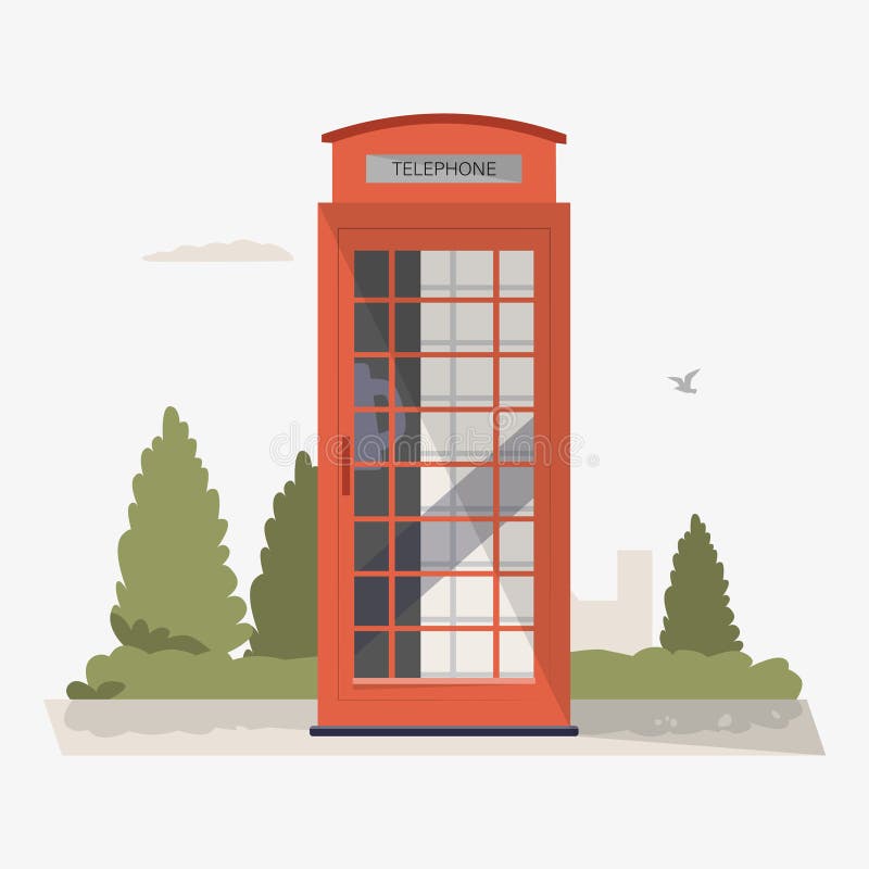 Red Telephone Booth in Flat Vector Illustration Symbolizing ...