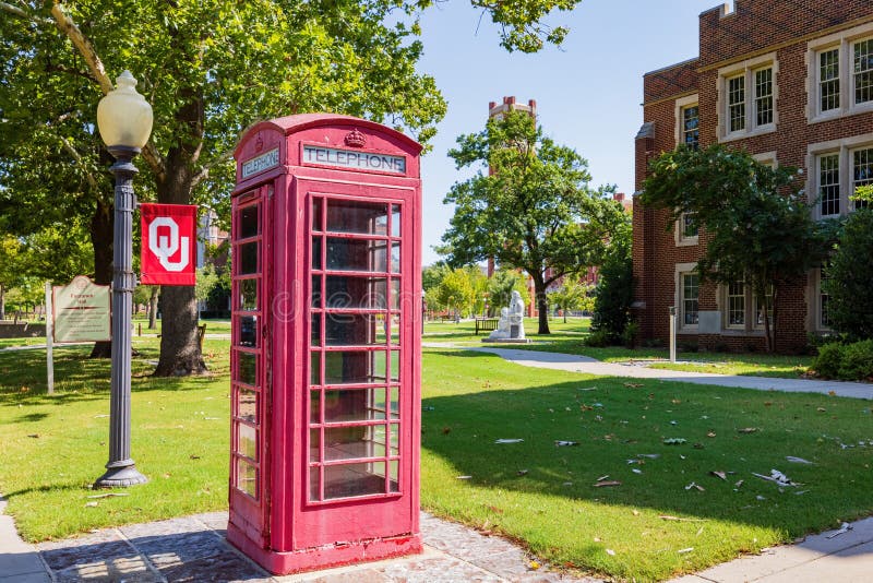 Red Telephone Booth in the University of Oklahoma Editorial Stock Image ...
