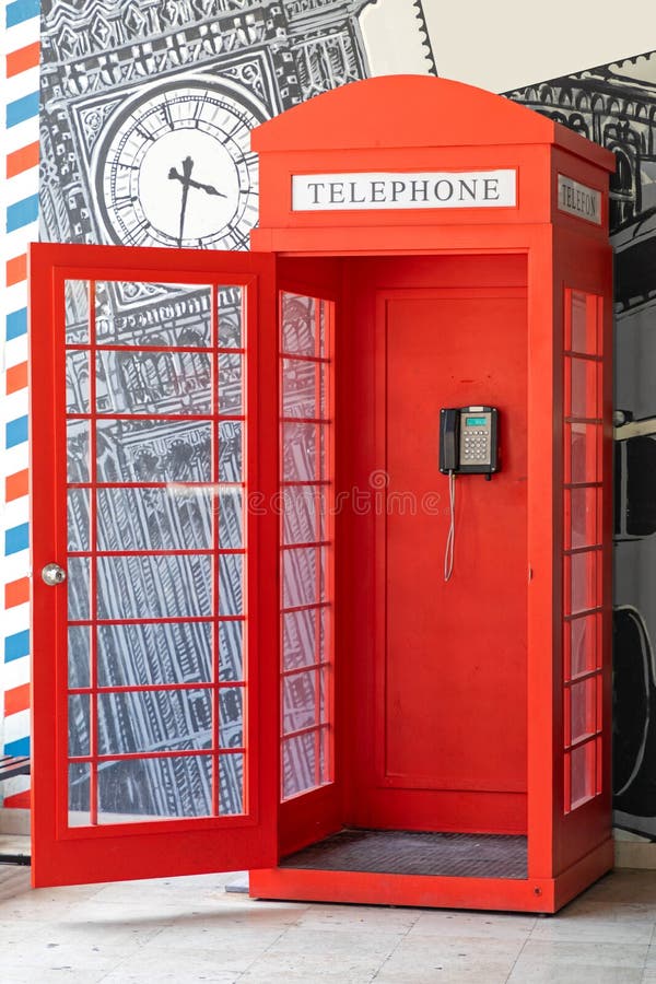 Red Telephone Cabin stock photo. Image of united, city - 188160726