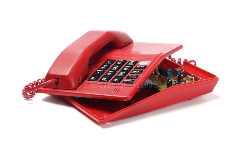 Red Telephone and Components Stock Image - Image of connection, chip ...