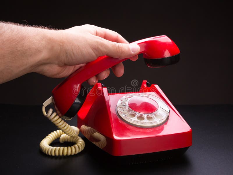 Red Telephone Handset in Hand Stock Photo - Image of appliance, handset ...