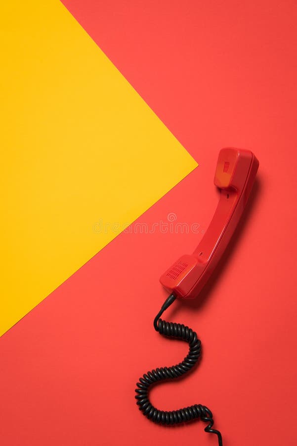 Red Telephone Receiver with Curly Cord, Communication Concept Stock ...