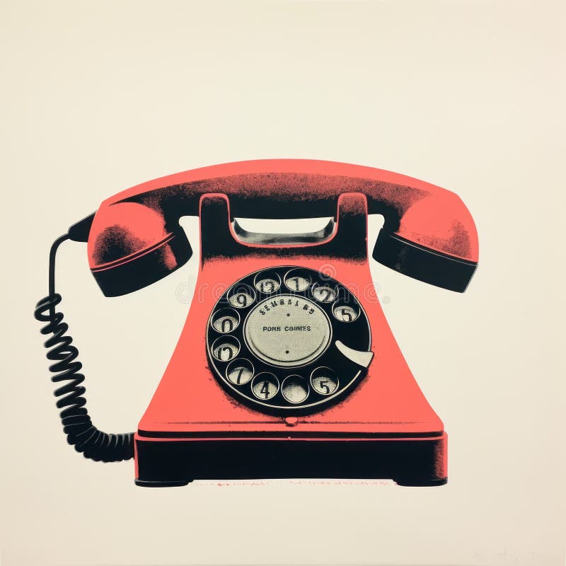 Red Telephone Art Print with Metallic Rotation - Sandalpunk Style Stock ...