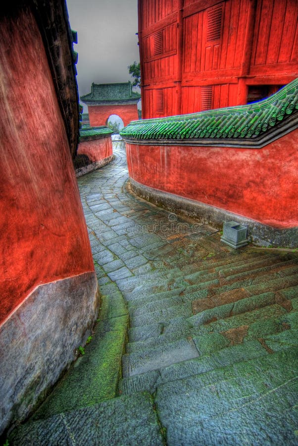 Red Temple stock image. Image of stairs, staircase, chinese - 4513205