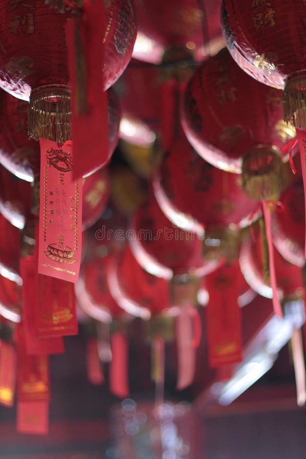 Red temple lamp decoration stock photo. Image of produce - 203335402