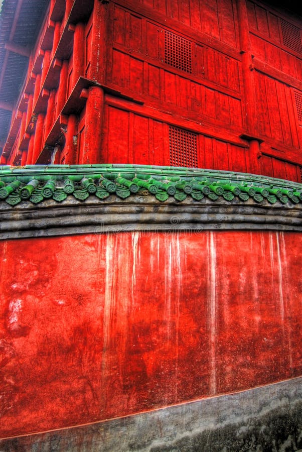 Ancient red Temple door stock photo. Image of sunlight - 4123538