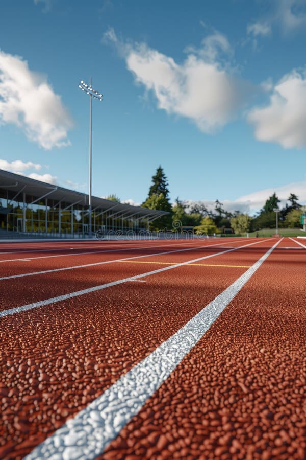 A Red Tennis Court with White Lines Stock Image - Image of sport ...