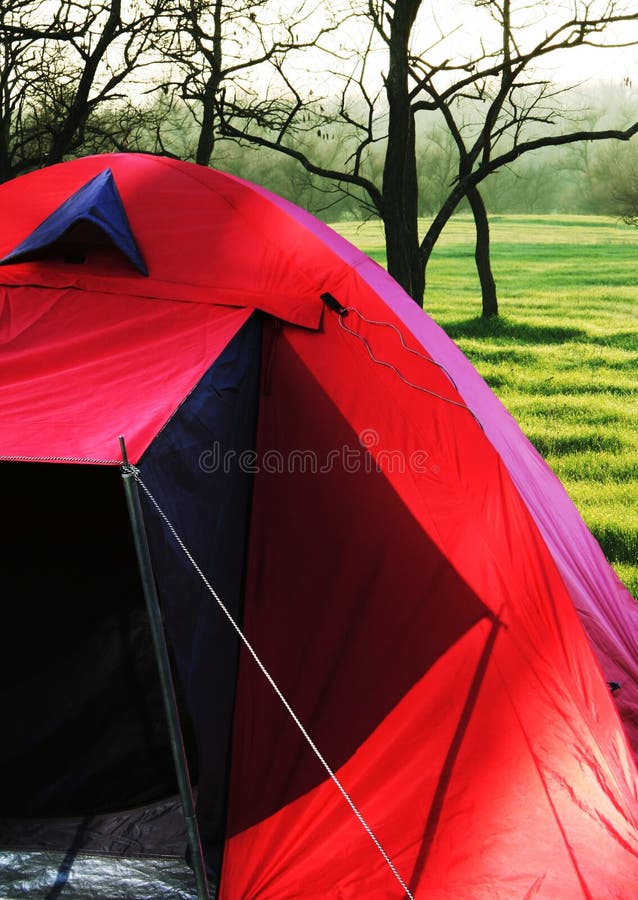 Red tent stock image. Image of holiday, landscape, grassland - 2484137