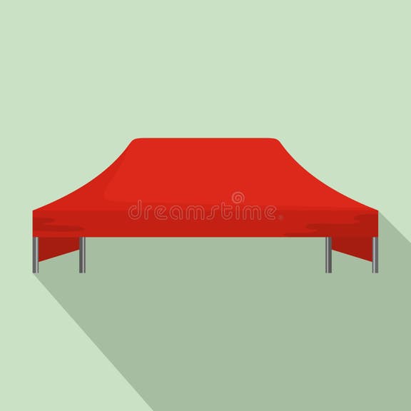 Red tent icon, flat style stock vector. Illustration of camping - 117199938