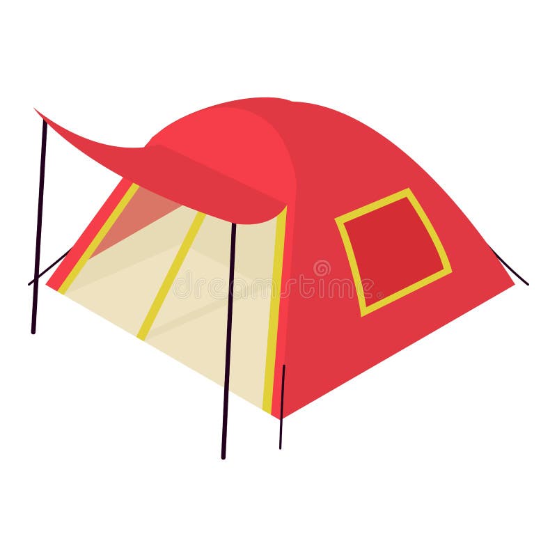 Red Tent Icon, Isometric 3d Style Stock Vector - Illustration of ...