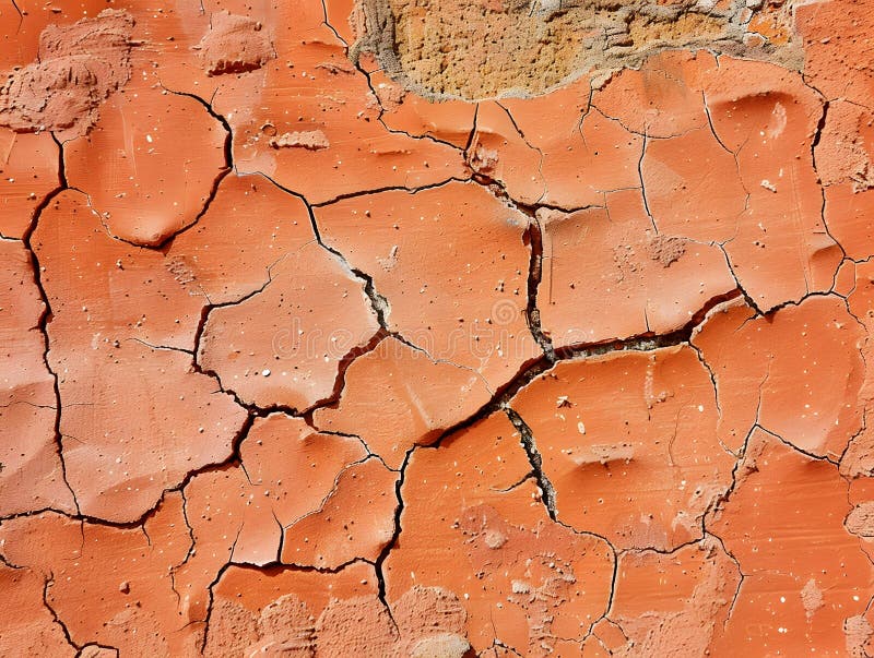 Red Terracotta Texture with Cracks, Close Up Stock Illustration ...