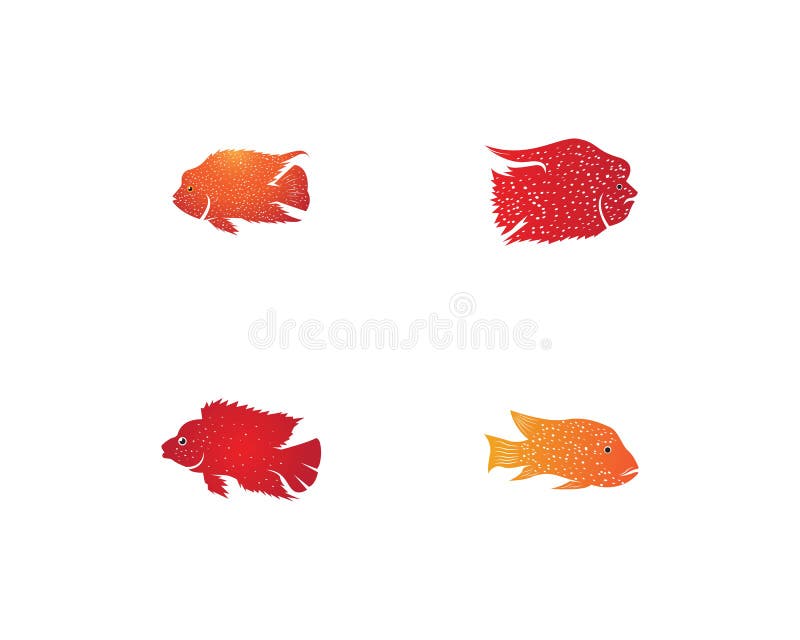 Red Texas Chiclid Fish Logo Vector Illustration Stock Vector ...