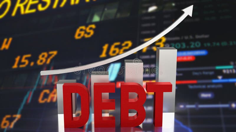 The Red Text Debt and Chart for Business Concept 3d Rendering Stock ...