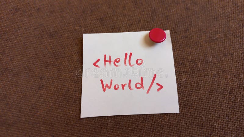 Red Text Hello World on Sticky Notes Stock Photo - Image of hello ...