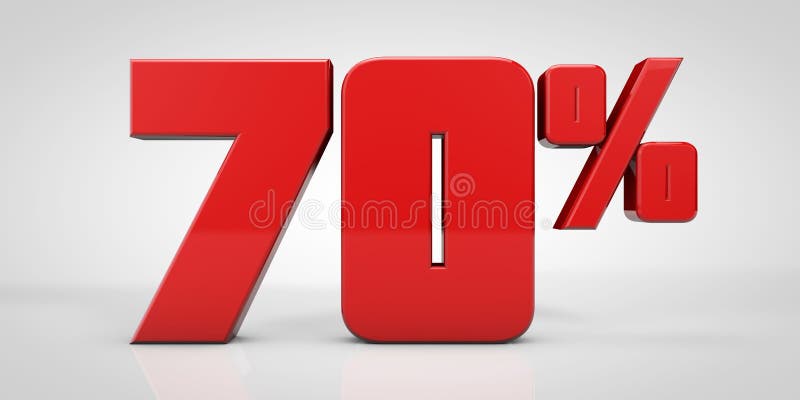 70 Red Text Isolated on White Background, 3d Render Stock Illustration ...