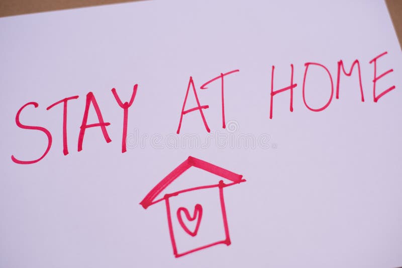 Red text stay at home stock photo. Image of outbreak - 182841262