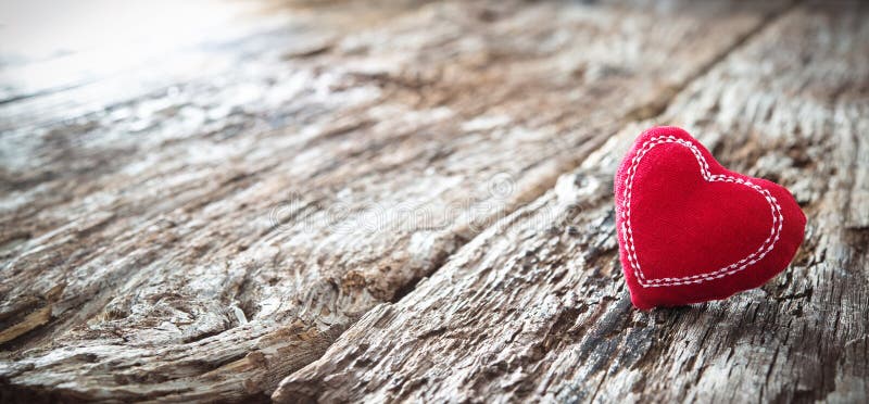 Red Heart on a Rustic Wooden Background Stock Image - Image of gift ...
