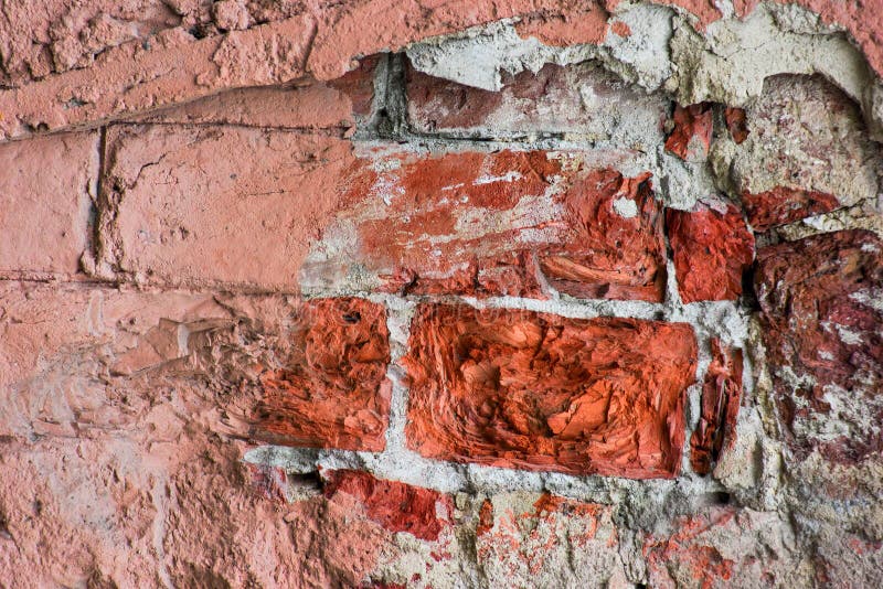 Red Texture of Broken Bricks in the Wall Stock Image - Image of ...