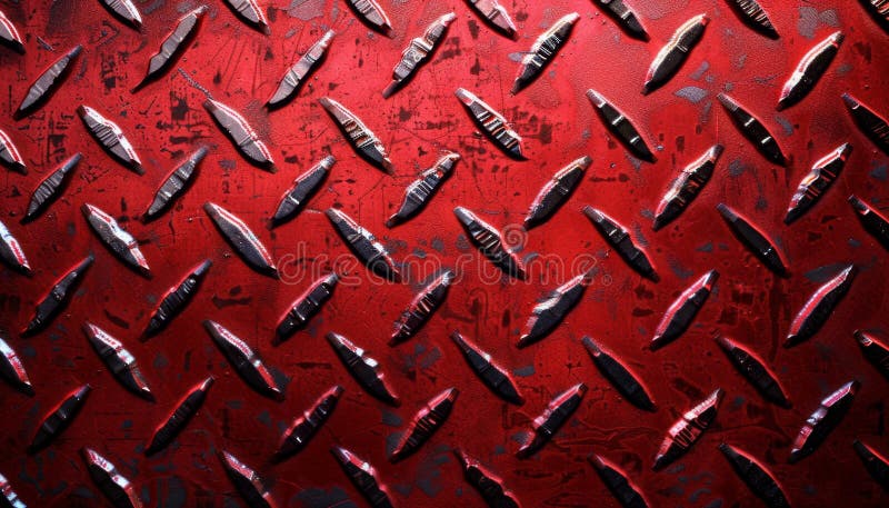 Red Textured Metal Surface with Raised Diamond Pattern Stock ...