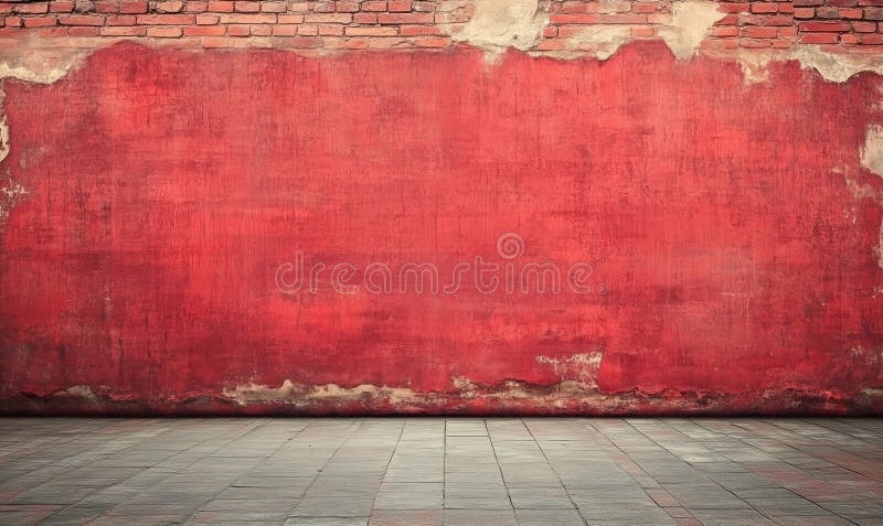 Red Textured Wall with Brick Background, Weathered Surface, Rustic ...