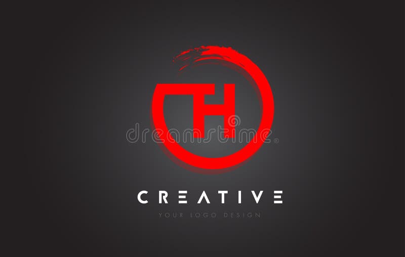 Red TH Circular Letter Logo with Circle Brush Design and Black ...