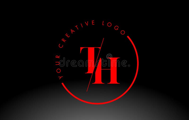 Red TH Serif Letter Logo Design with Creative Intersected Cut Stock ...