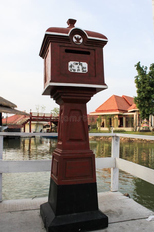 Red thai mail box stock photo. Image of close, business - 35443642