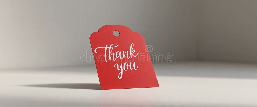 Red Thank You Tag with White Script Text. Stock Photo - Image of code ...