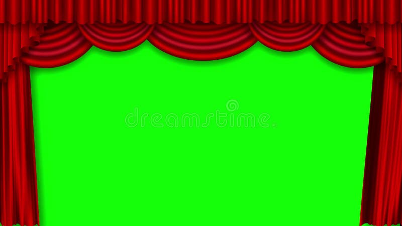 Red Theater Curtain Opening on Green Screen. Stock Video - Video of ...