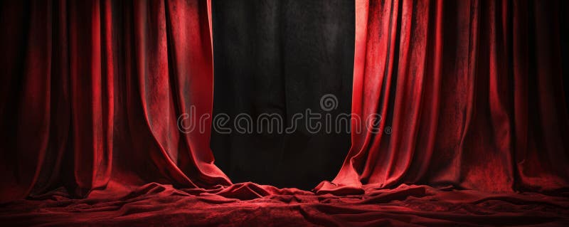 Red Theater Curtains on Stage with Dramatic Lighting, Performance ...