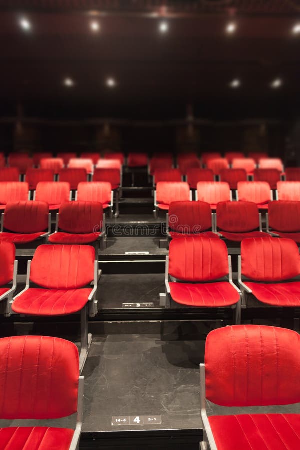 Red theater seats stock image. Image of pattern, interior - 172950589