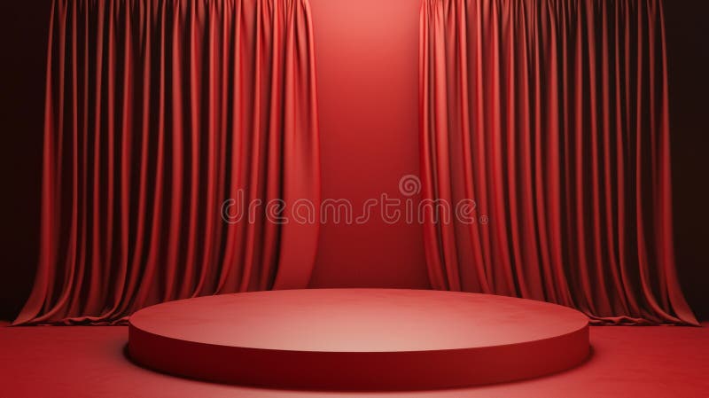 Red Theater Stage Circular Platform Draped Curtains Stock Photos - Free ...