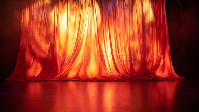 Red Theater Stage Curtains with Dramatic Lighting, Theatrical ...