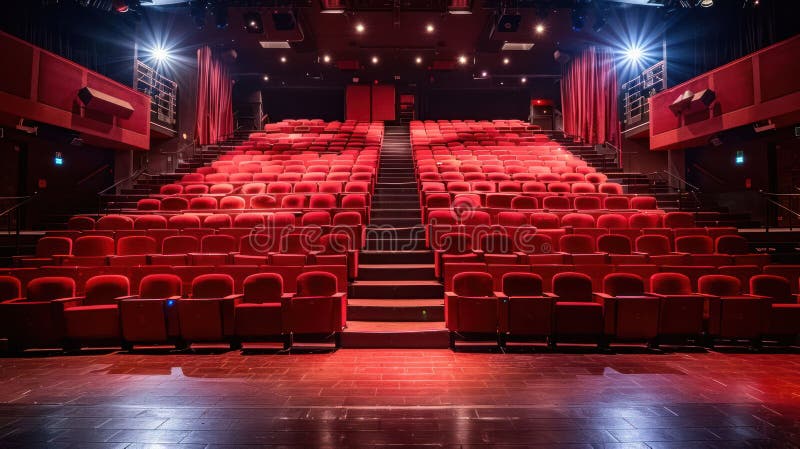 A Red Theater with a Stage and Red Seats Stock Illustration ...
