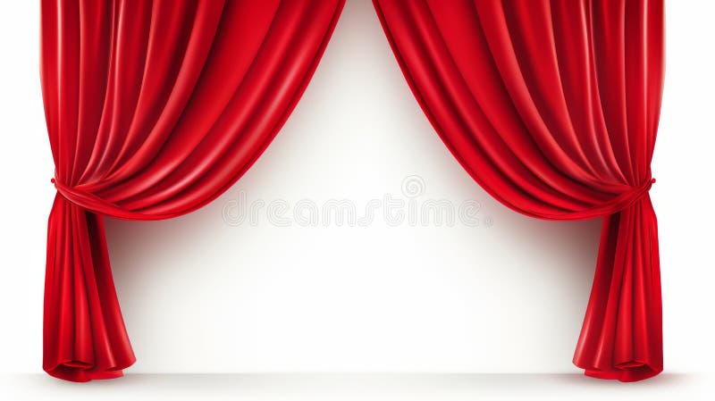 Red Theatre Curtains in Classic Style on White Background Stock Image ...