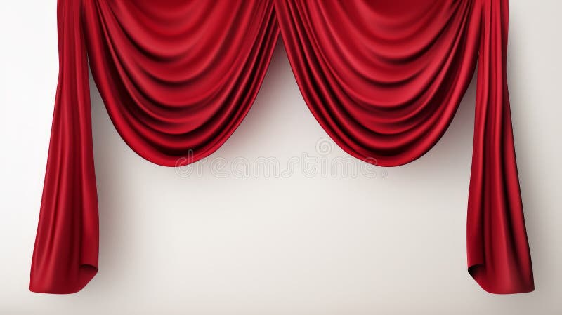 Red Theatre Curtains in Classic Style on White Background Stock Image ...